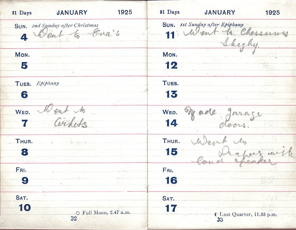 Tuesday 6 January 1925 - Drew Family Diaries
