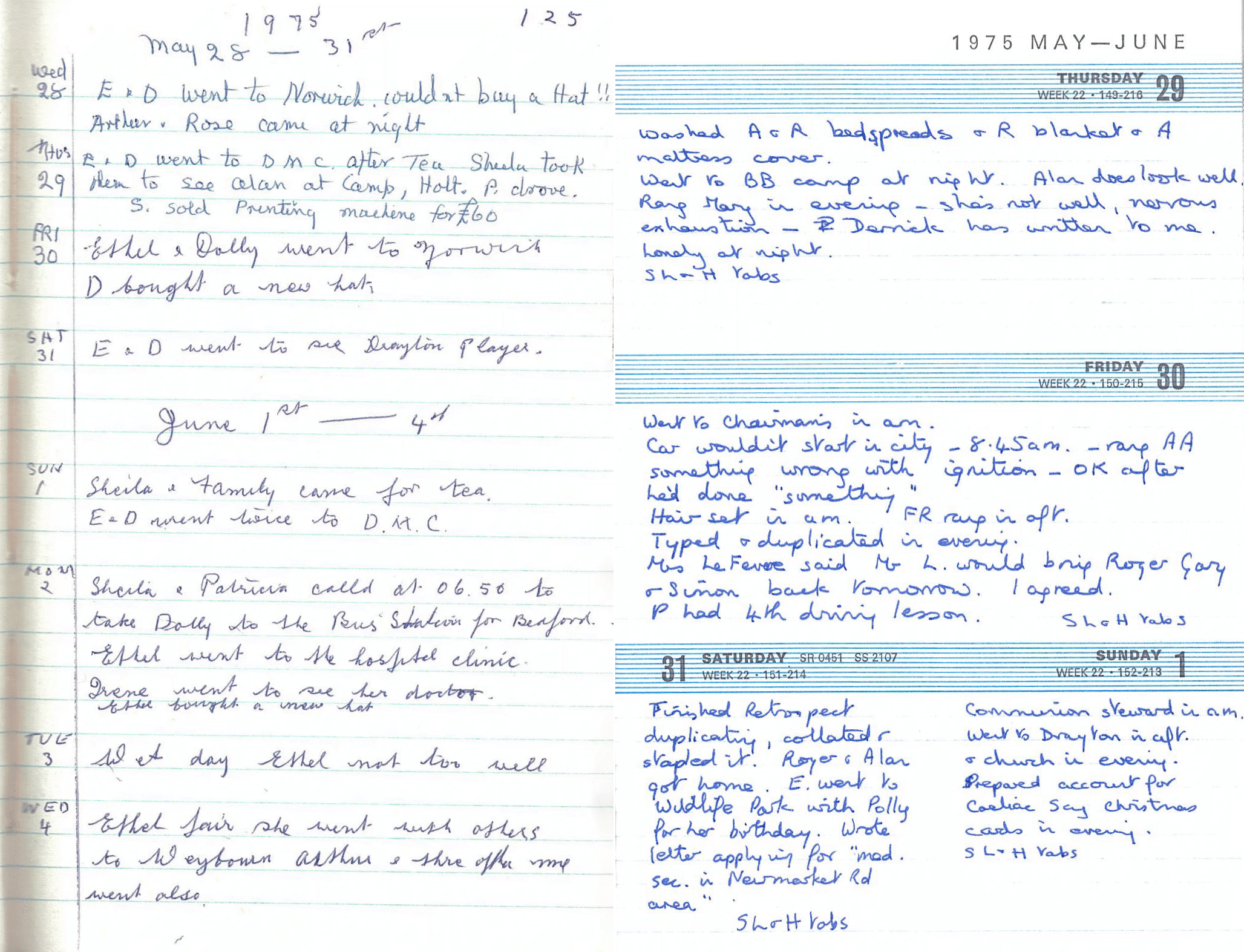 Friday 30 May 1975 - Drew Family Diaries